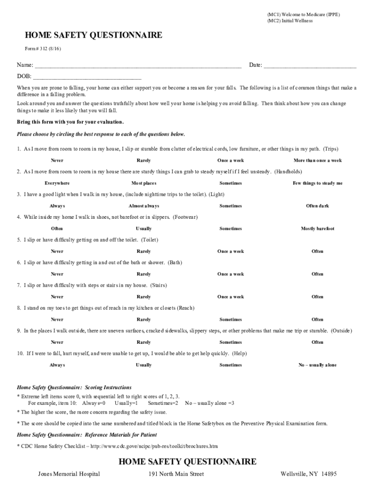 Fillable Online 312 - Home Safety Questionnaire Fax Email Print - pdfFiller