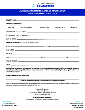 Fillable Online STL Sacrament Release Form Fax Email Print - pdfFiller