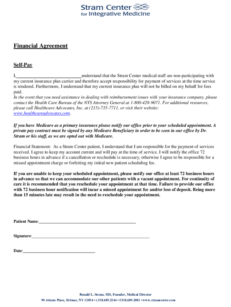 Fillable Online PATIENT FINANCIAL AGREEMENT NON-COVERED SER VICES HMO ...