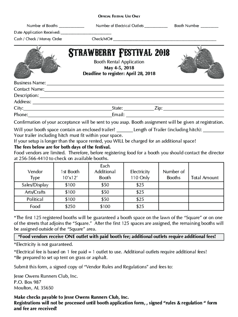 Fillable Online Number of Booths Number of Electrical Outlets Booth ...