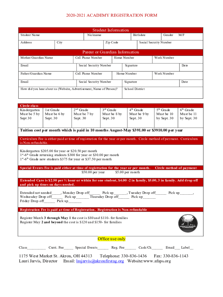 Fillable Online academy Registration form 2020-21.docx Fax Email Print ...