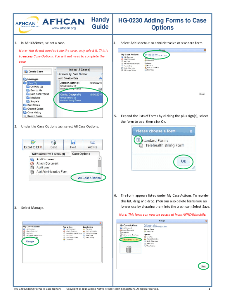 Fillable Online HG-0230 Adding Forms to Case Options v70.pub (Read-Only ...