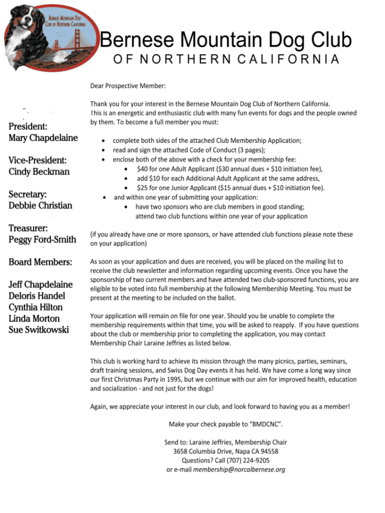 Fillable Online 17+ Sample Club Application Templates - PDF, DOC Free ...