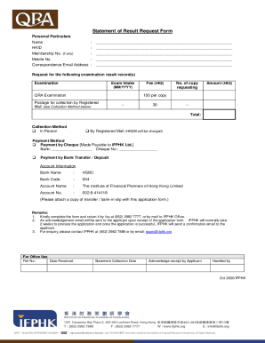 Fillable Online Statement of Result Request Form - ifphk.org Fax Email ...