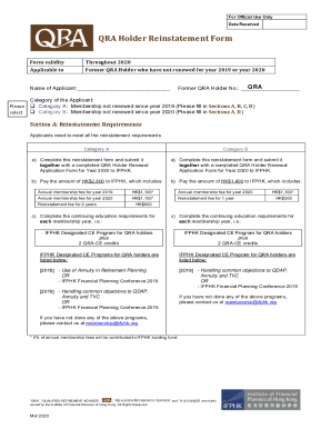 Fillable Online QRA Holder Reinstatement Form - ifphk.org Fax Email ...