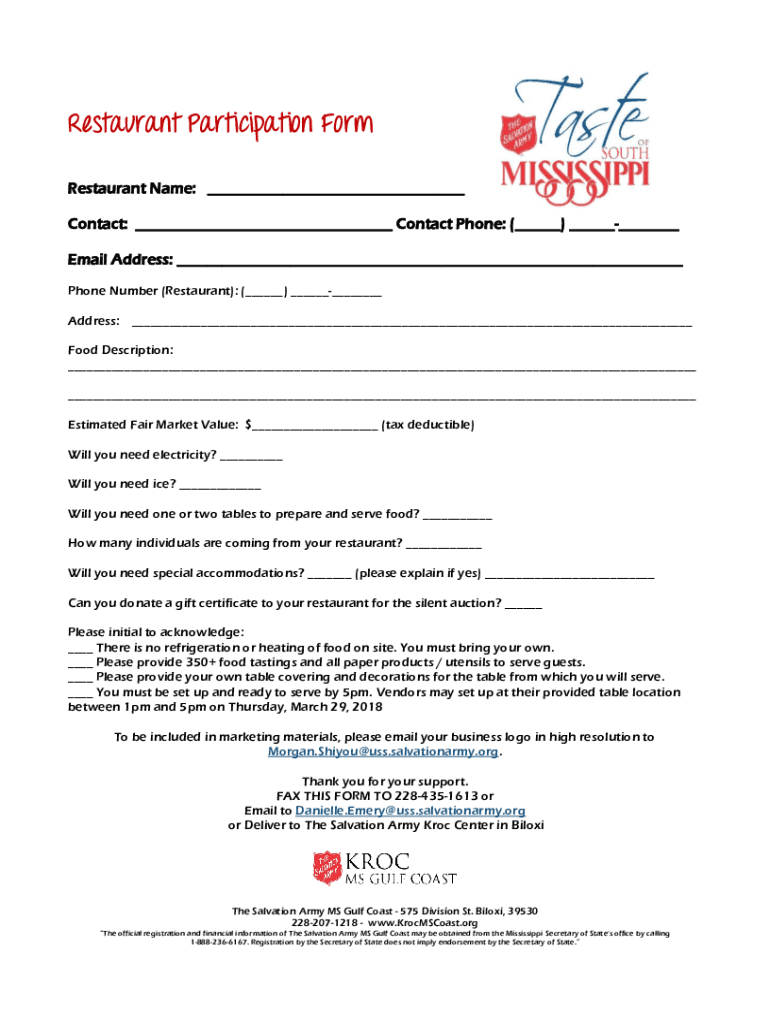 Fillable Online FREE 7+ Restaurant Agreement Forms in PDF Fax Email ...