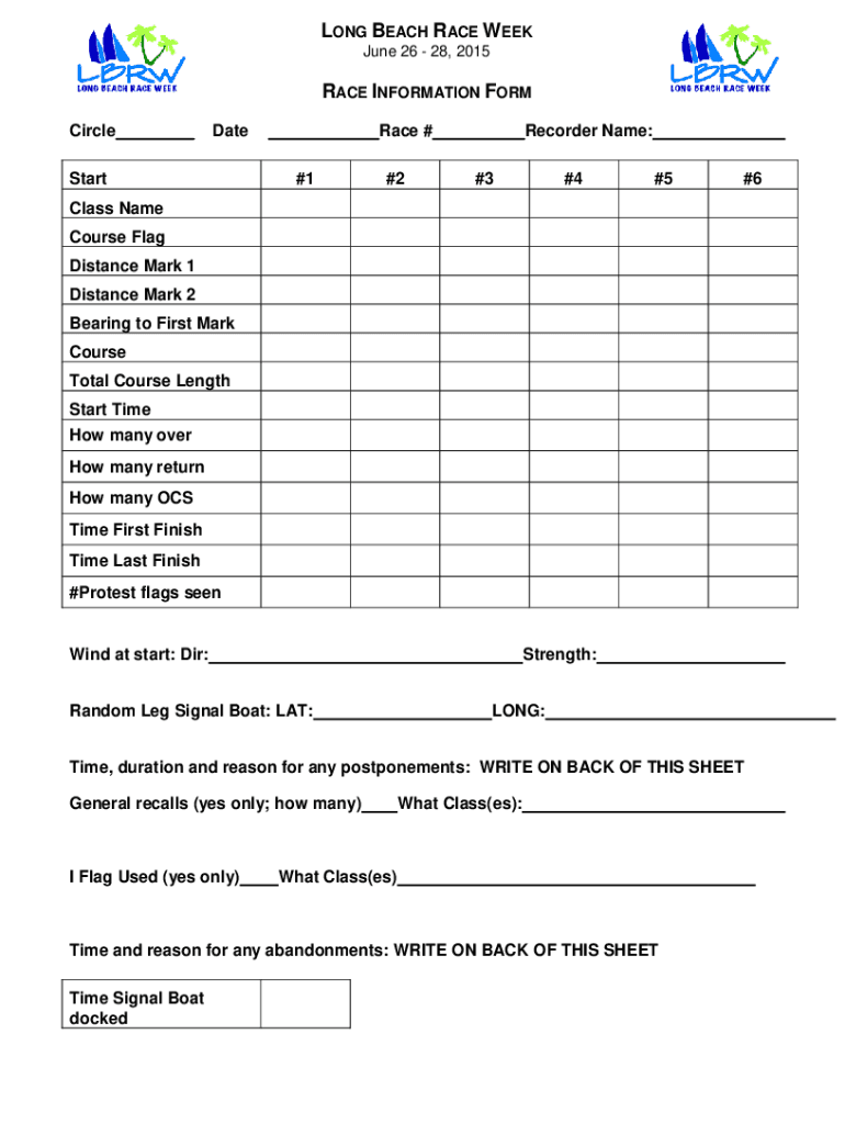 Fillable Online files lbrw Race Information Form Fax Email Print ...