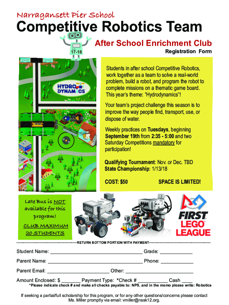 Fillable Online After School Enrichment - Narragansett Pier School Fax ...