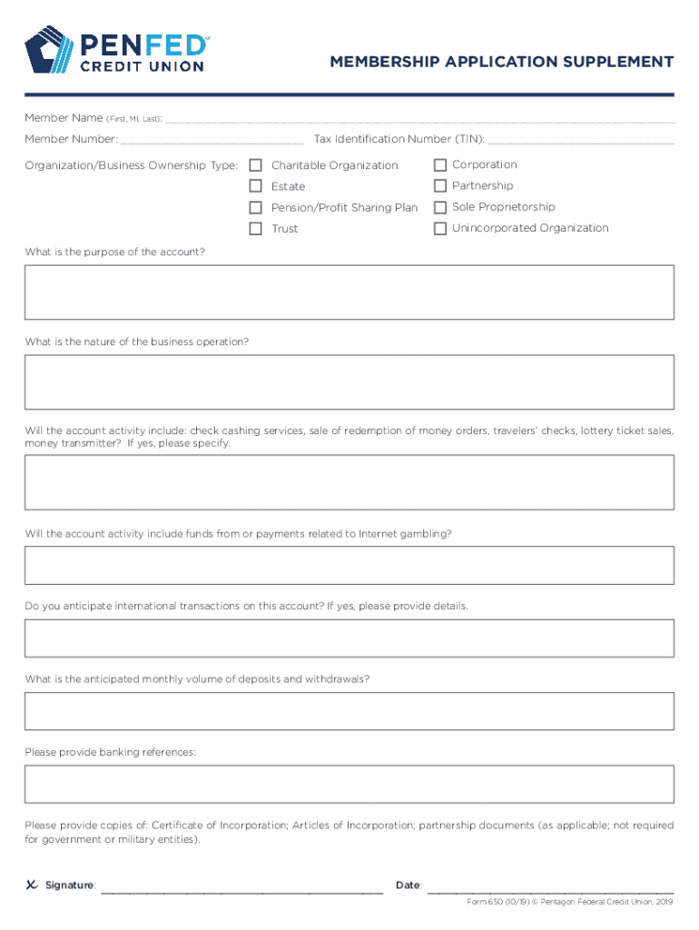 Penfed Credit Union Membership Application - Fill Online, Printable ...