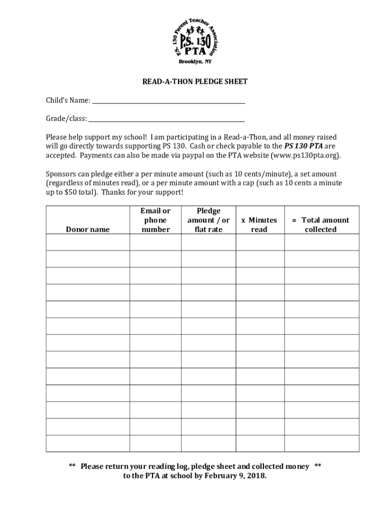 Fillable Online printable pledge sheets Fax Email Print - pdfFiller