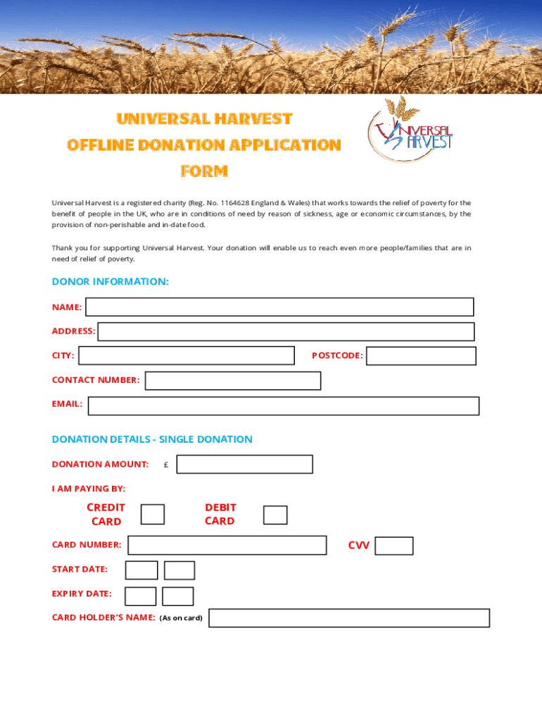 Fillable Online UNIVERSAL HARVEST APPLICATION FORM Fax Email Print ...
