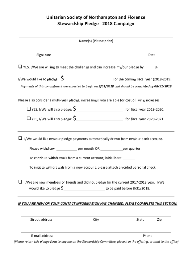 Fillable Online Pledge form FY19.docx Fax Email Print - pdfFiller