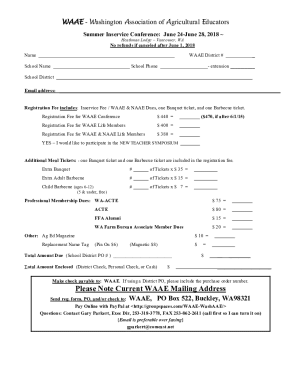 Fillable Online WAAE Conf Reg Form 08 Fax Email Print - pdfFiller