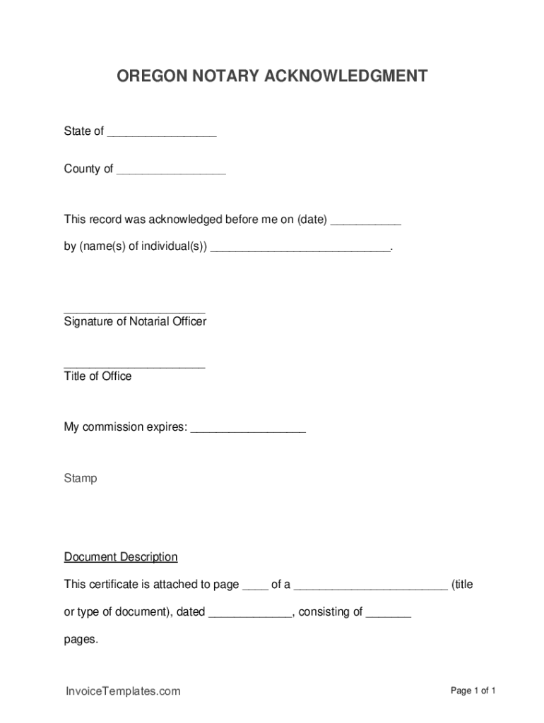Fillable Online Attaching a Notarial Certificate - State of Oregon ...