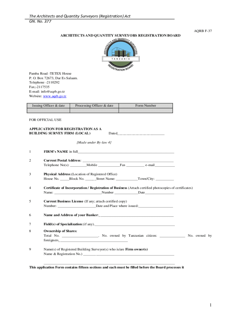 Fillable Online aqrb go Fillable Online aqrb go 377 AQRB F47 ARCHITECTS ...