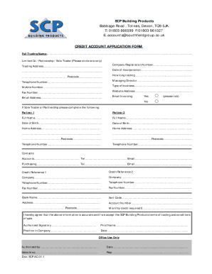 Fillable Online CREDIT ACCOUNT APPLICATION FORM - SCP Fax Email Print ...