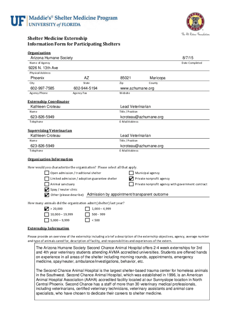 Fillable Online vetmed-maddie sites medinfo ufl Shelter Medicine ...