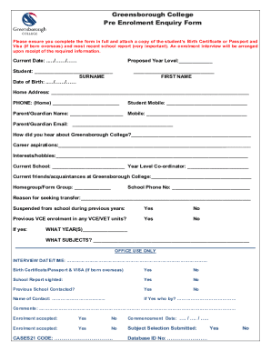 Fillable Online Undergraduate Application Form - GCU Fax Email Print ...