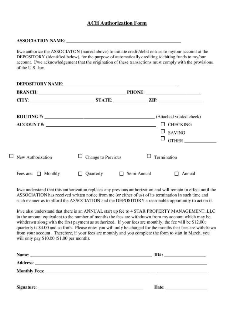 Fillable Online Schedule D: ACH Sample Authorization Agreements ...