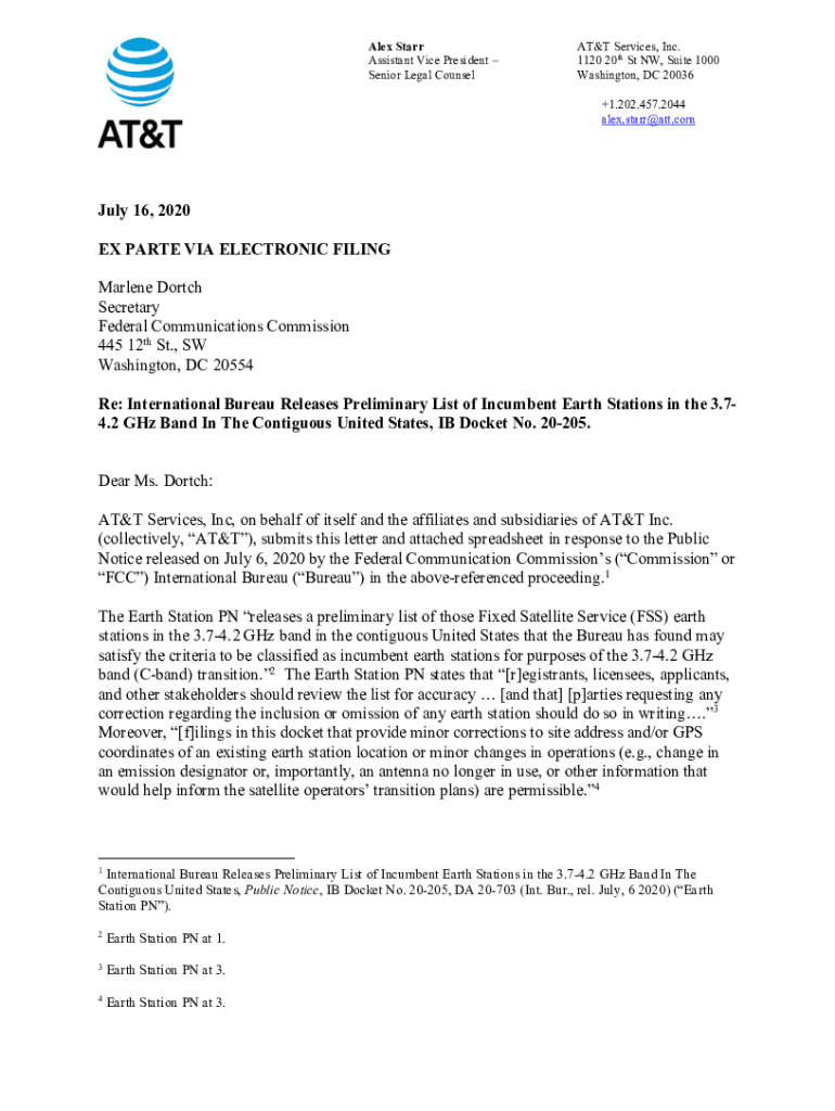 Fillable Online July 16, 2020 EX PARTE VIA ELECTRONIC FILING Marlene ...