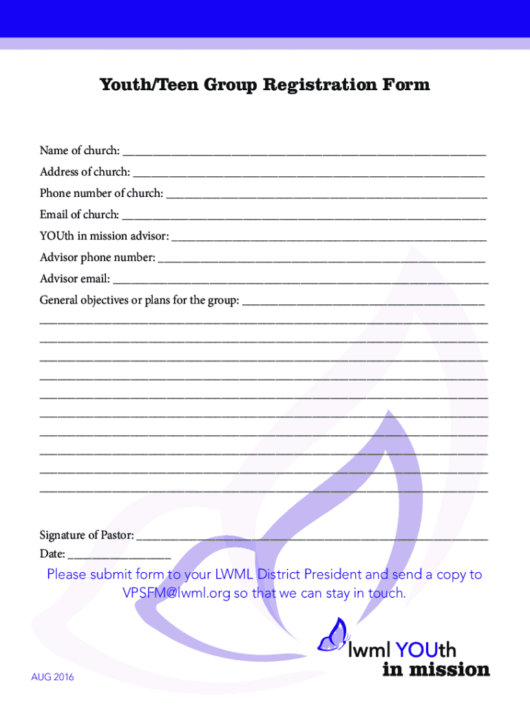 Fillable Online Children's Ministries and YRUU Youth Group Registration ...