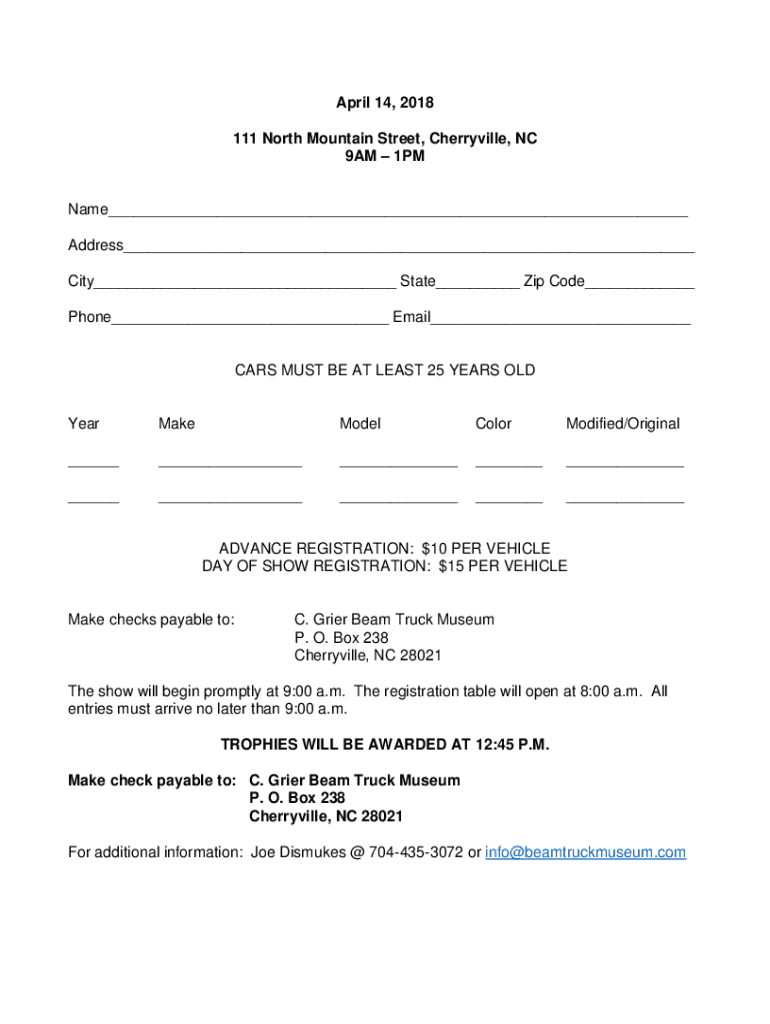 Fillable Online Classic and Antique Car Show - Your AAA Network Fax ...