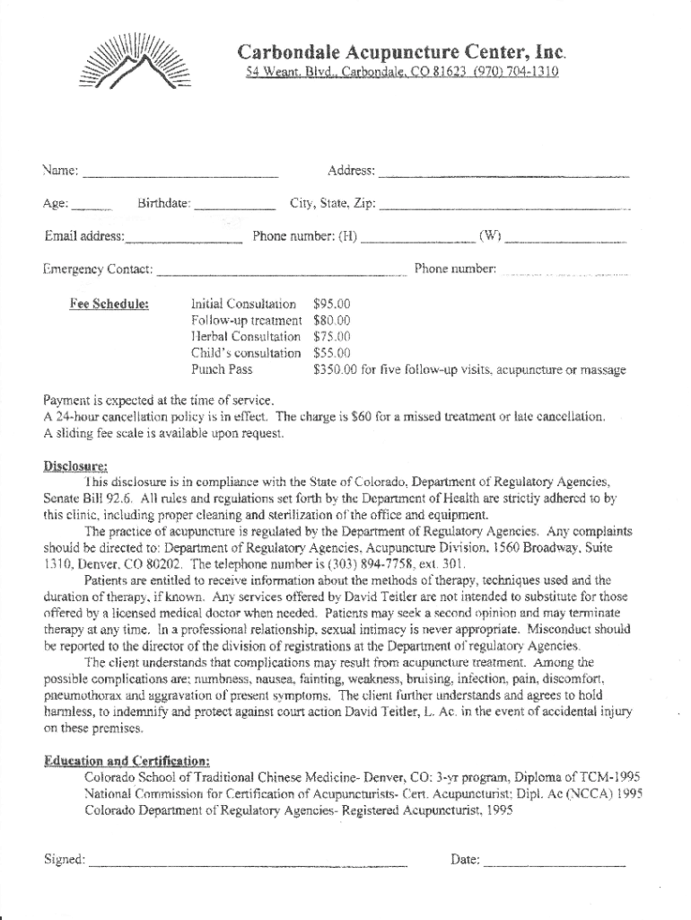 Fillable Online SAMPLE STANDARD CONSENT FORM Request for Procedure ...