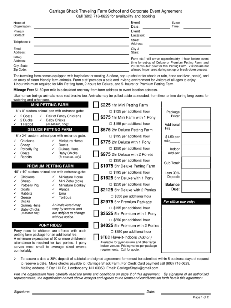 Fillable Online Event Facility Rental Agreement Form TemplateJotForm ...