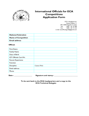 Fillable Online International Officials for ECA Competitions ...
