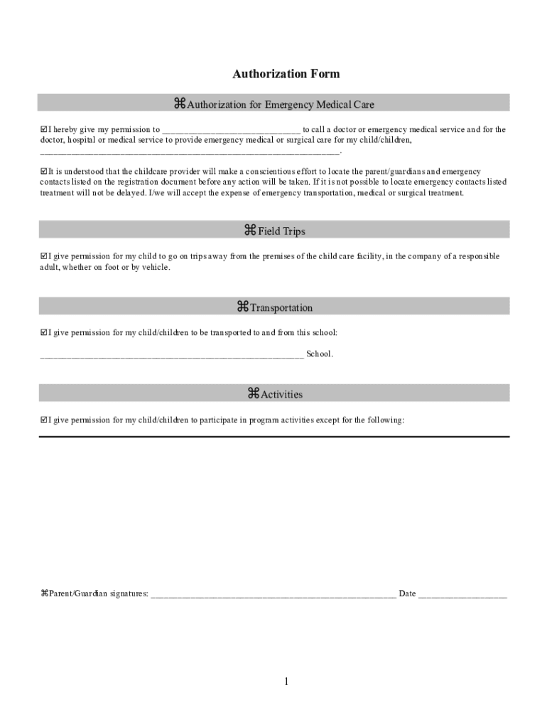 Fillable Online GH Authorization Form.doc Fax Email Print - pdfFiller