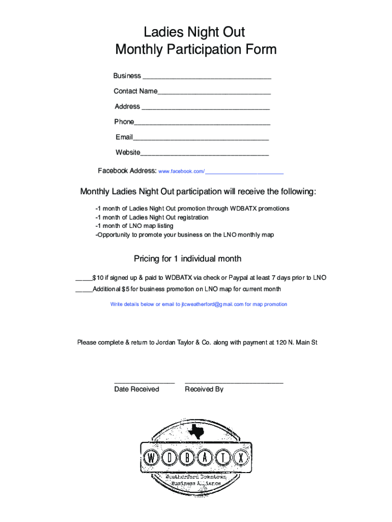 Fillable Online reene County Fair Girls Night Out Application Form Fax ...