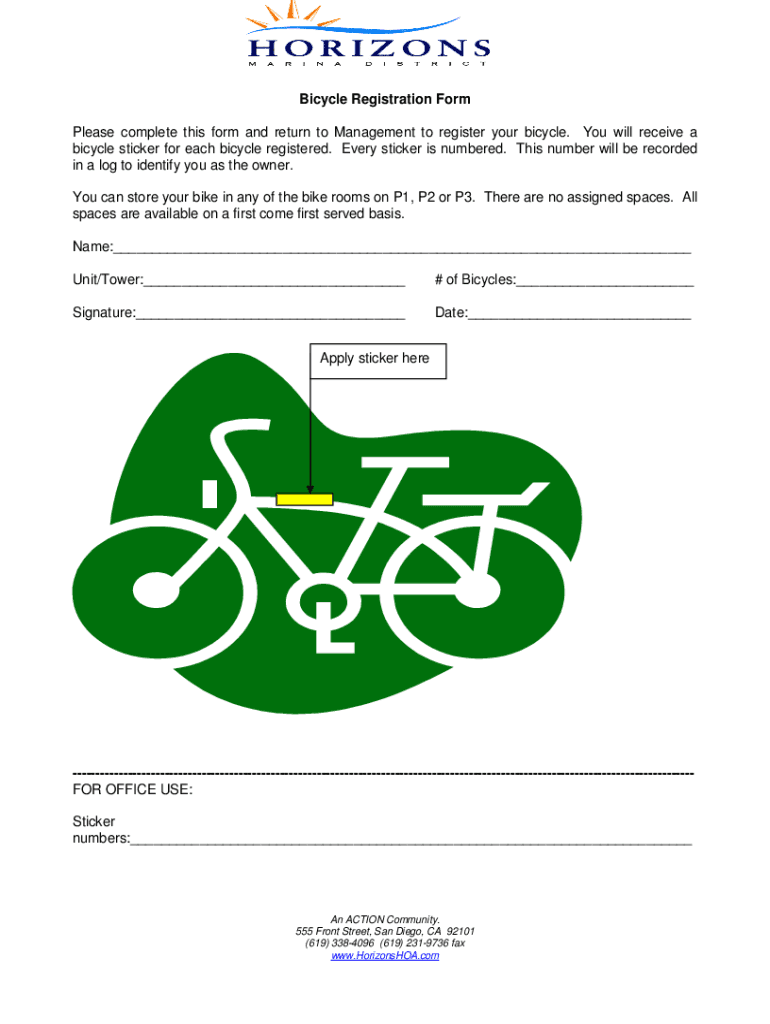 Fillable Online Registry Form : Register Your BikeState Bicycle Co. Fax ...