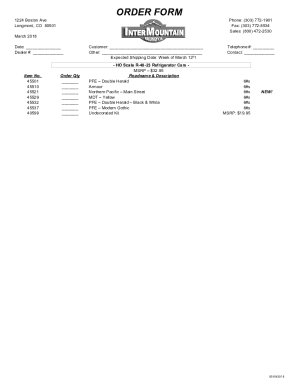 Fillable Online ORDER FORM - InterMountain Railway Fax Email Print ...