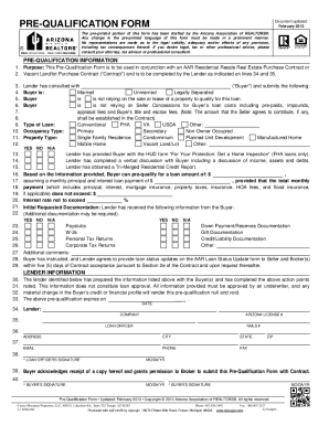 Fillable Online Fillable Online Arizona Team Realty PRE-QUALIFICATION ...