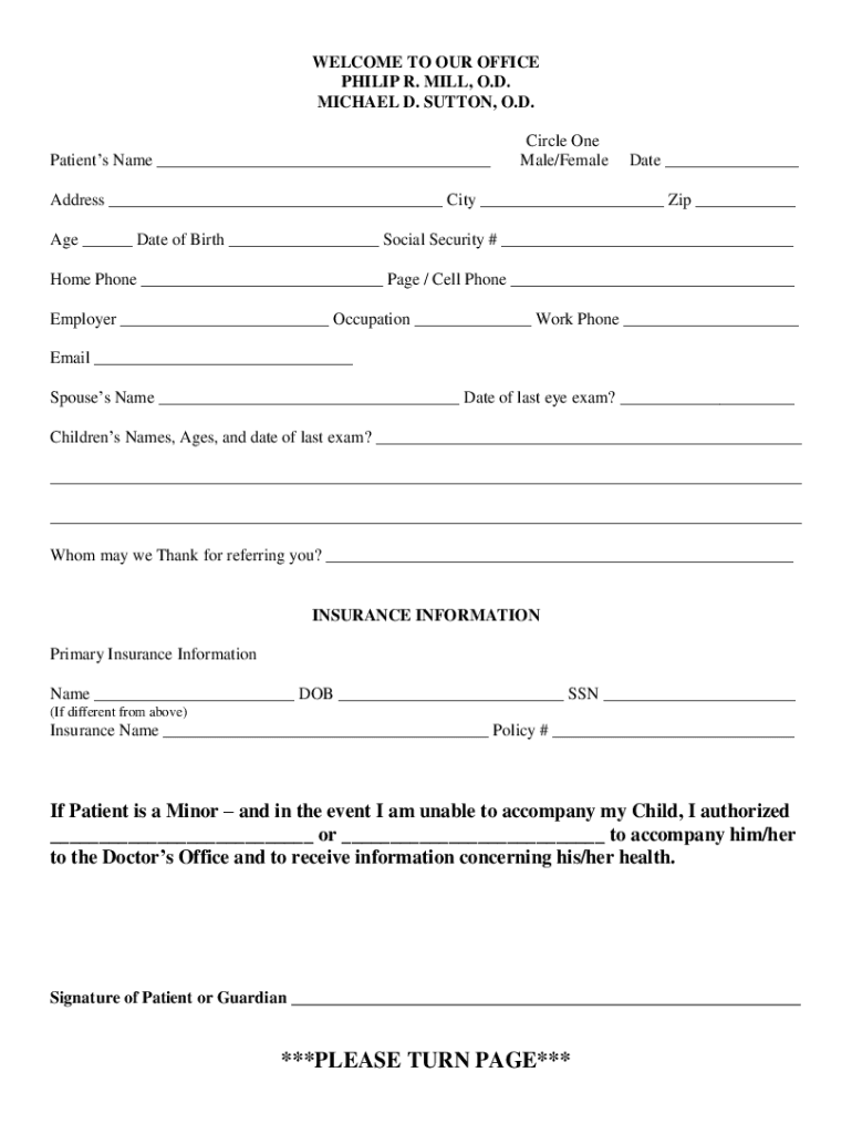 Fillable Online Our Services - Philip R. Mill, O.D. Michael D. Sutton, O.D Fax Email Print ...