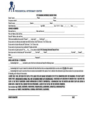 Fillable Online Pet Boarding Informed Consent Form - PVC Hollywood Fax ...