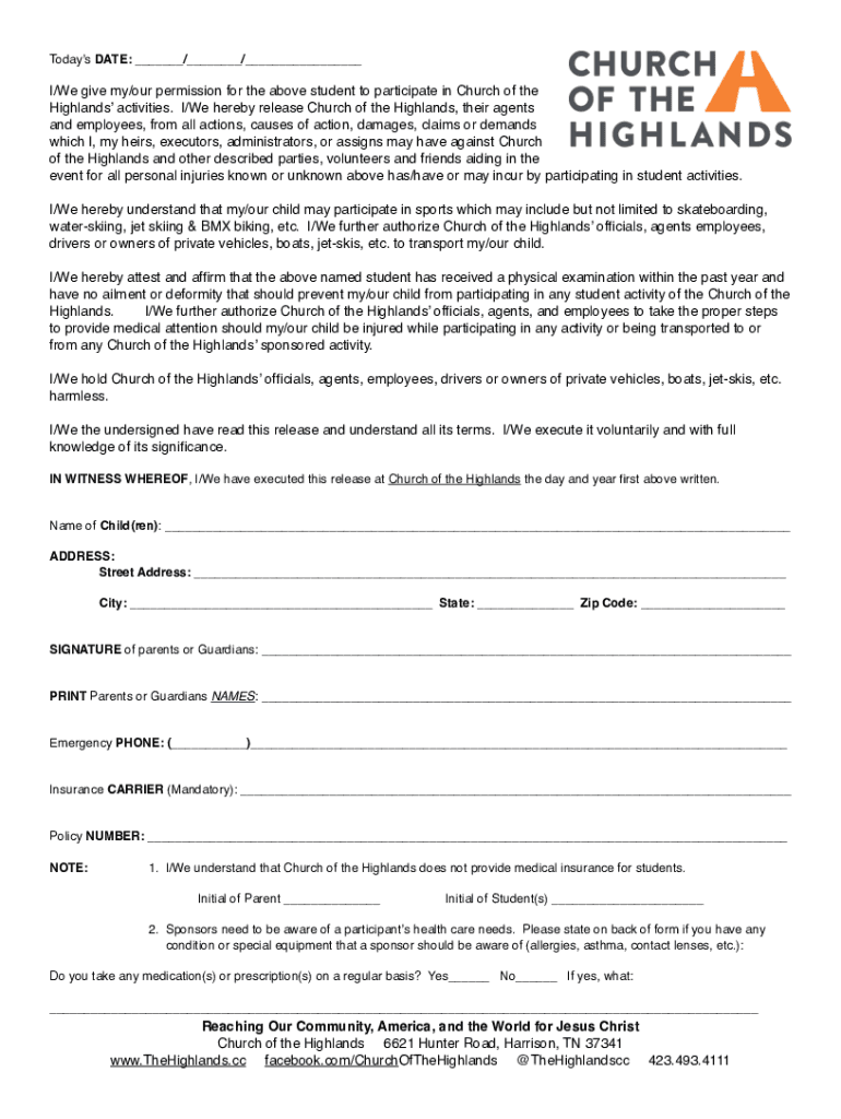 Fillable Online COH Student Relase Form Fax Email Print - pdfFiller