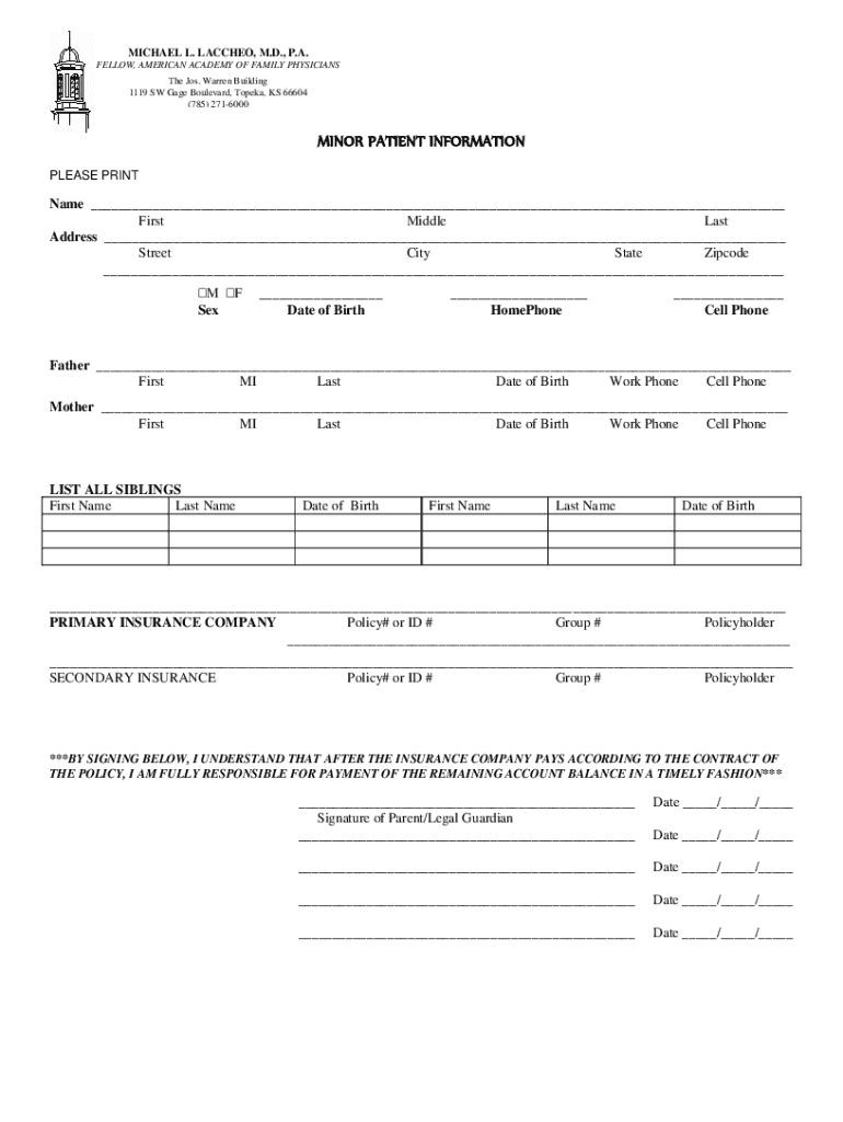 Fillable Online Dr. Michael Laccheo Sr Family Medicine. Topeka KS Fax ...