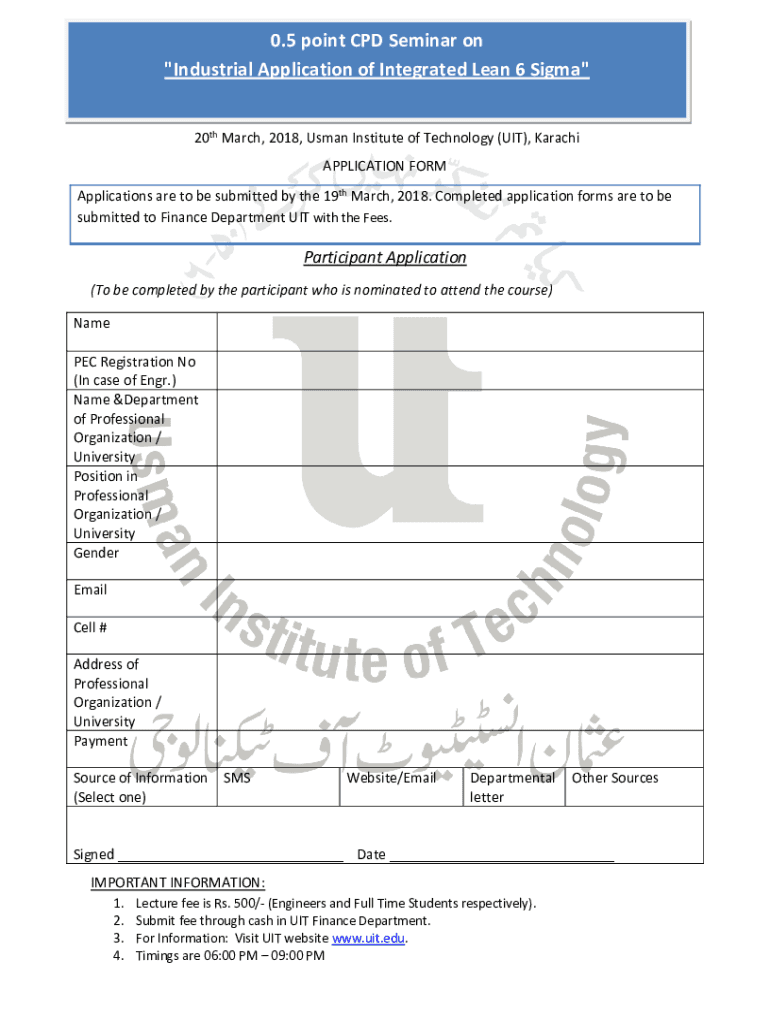 Fillable Online CPD Activities in Usman Institute of Technology ...