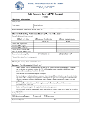 Fillable Online Paid Parental Leave Request Form Classified Staff Fax ...