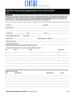 Fillable Online The CINTAS Application Form - CINTAS Foundation Fax ...