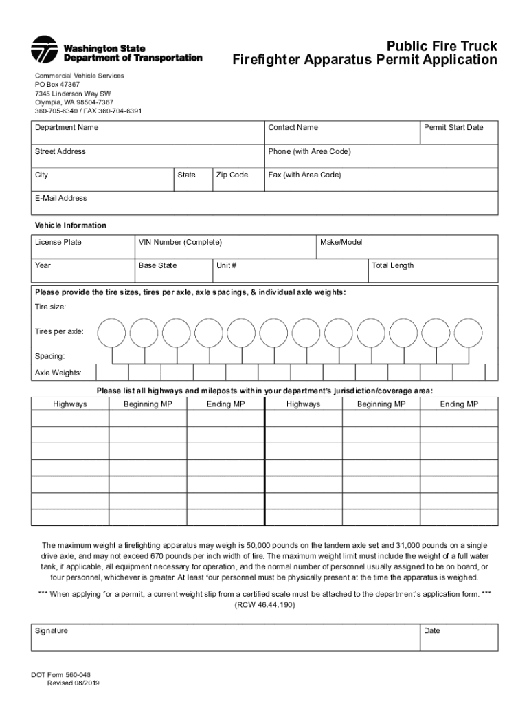 Fillable Online wsdot wa Public Fire Truck Firefighter Apparatus Permit ...