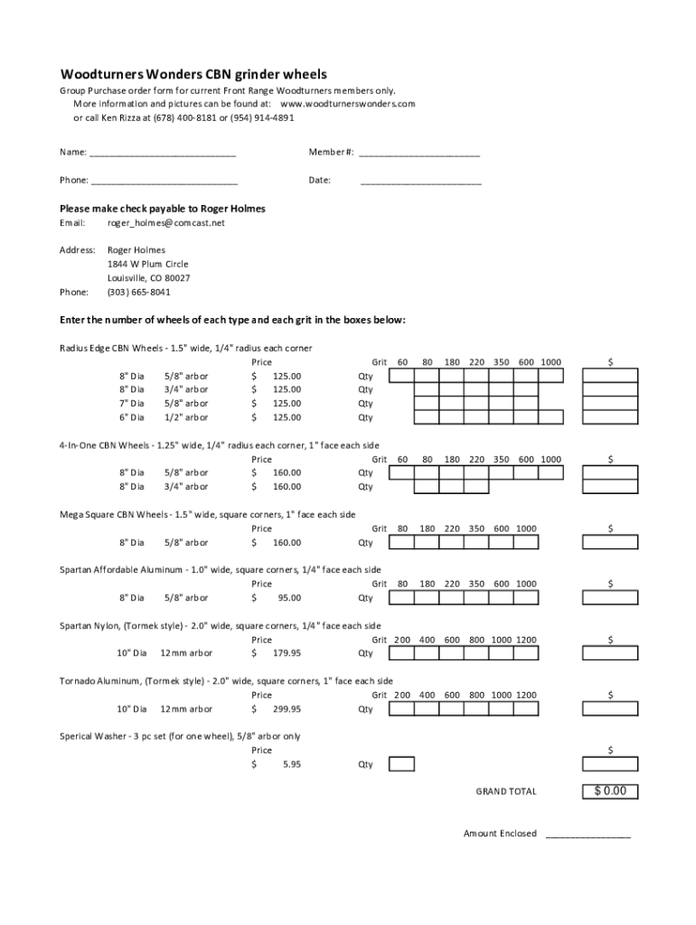 Fillable Online Woodturners Wonders CBN grinder wheels - Front Range ...