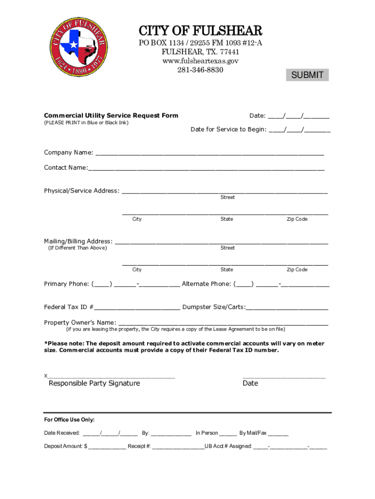 Fillable Online PO BOX 1134 / 29255 FM 1093 #12-A Fax Email Print ...