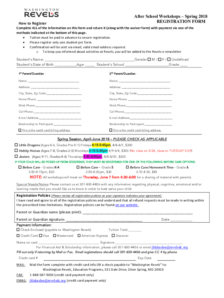 Fillable Online Get And Sign After School Program Registration Form ...