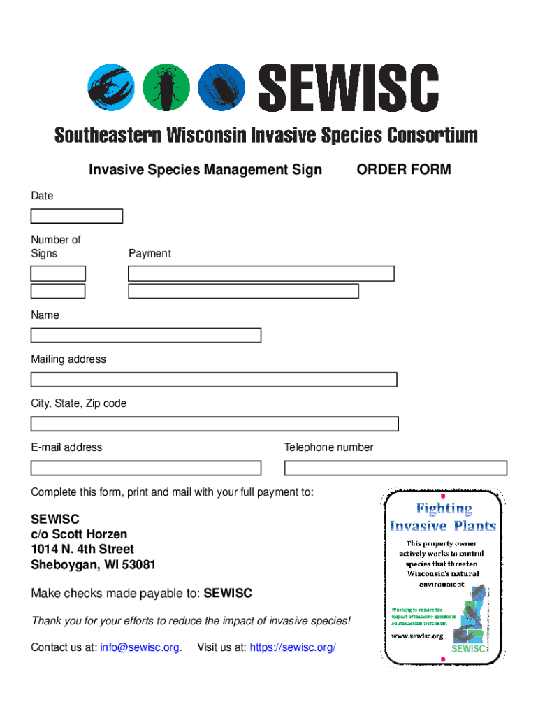 Fillable Online Invasive Species Management Sign Fax Email Print - pdfFiller