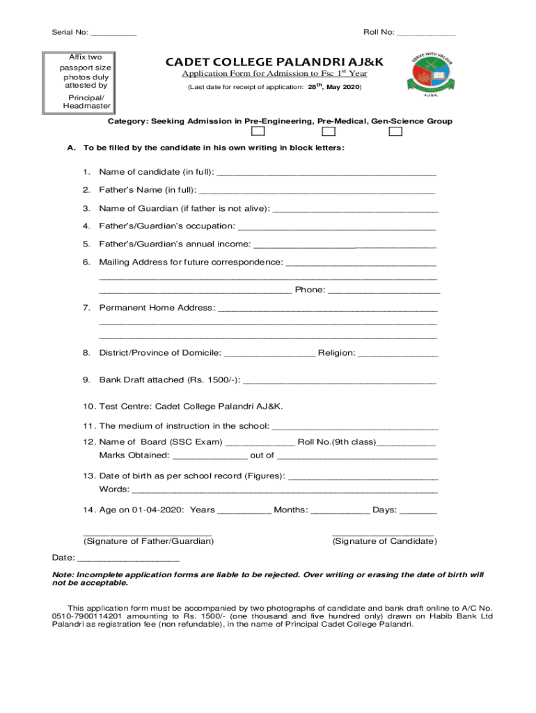 Cadet College Palandri - Fill Online, Printable, Fillable, Blank ...