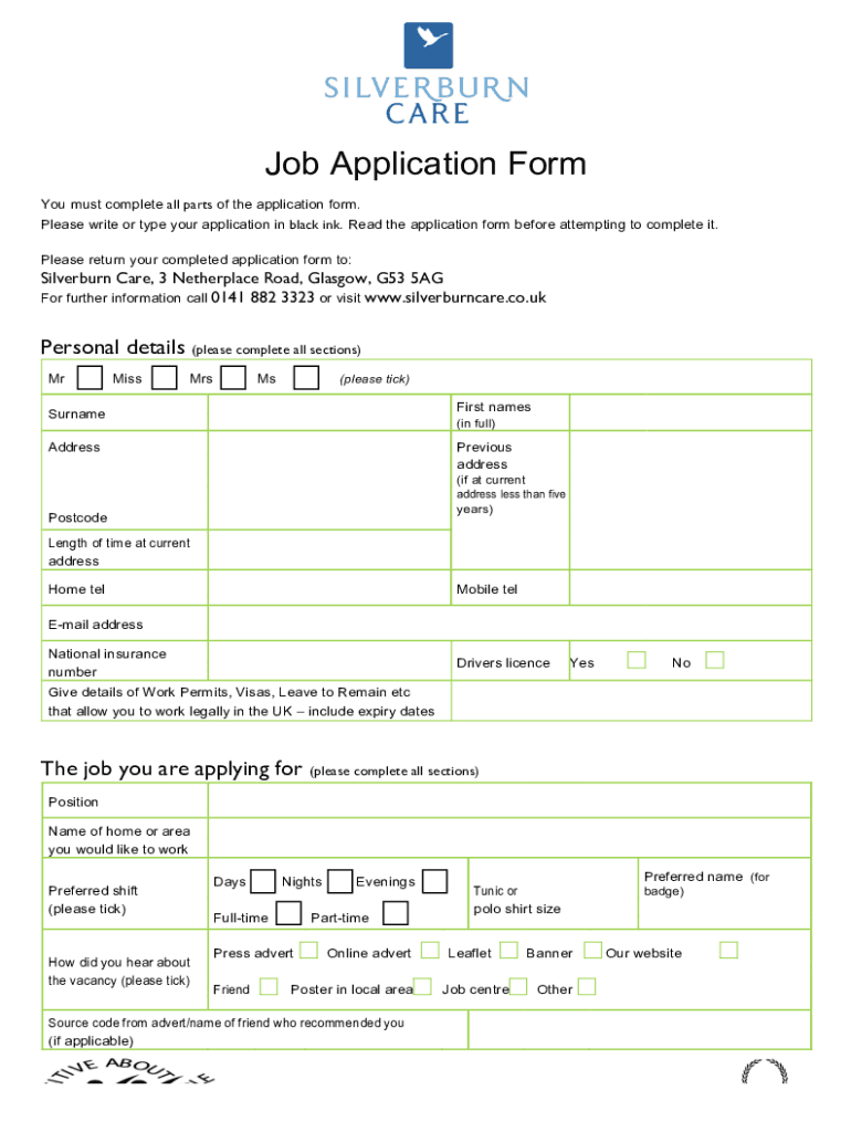 Fillable Online SAMPLE JOB APPLICATION - United States Courts Fax Email ...
