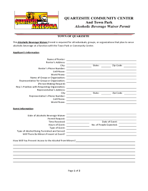 Fillable Online Community Center Alcoholic Waiver permit Fax Email ...