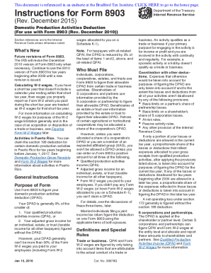 Fillable Online Instructions for Form 8903 (Rev. December 2015 ...